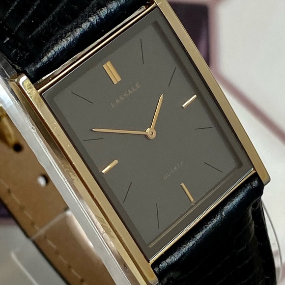 Seiko | Accessories | Vintage 8s Seiko Lassale Thin Tank Style Mens Unisex Dress Watch Lizard ...